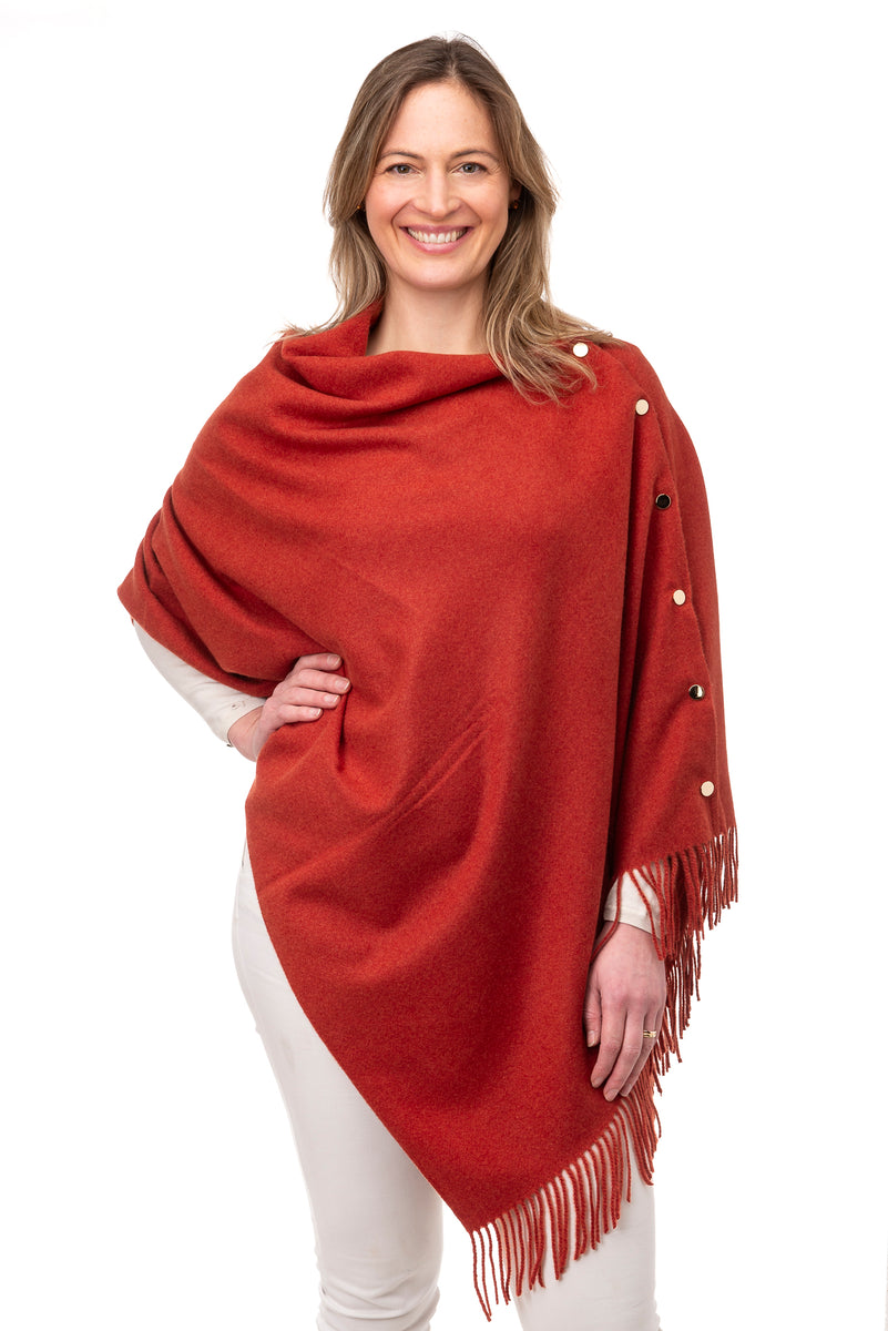 Gisella Rust Button Poncho – Franchetti Bond