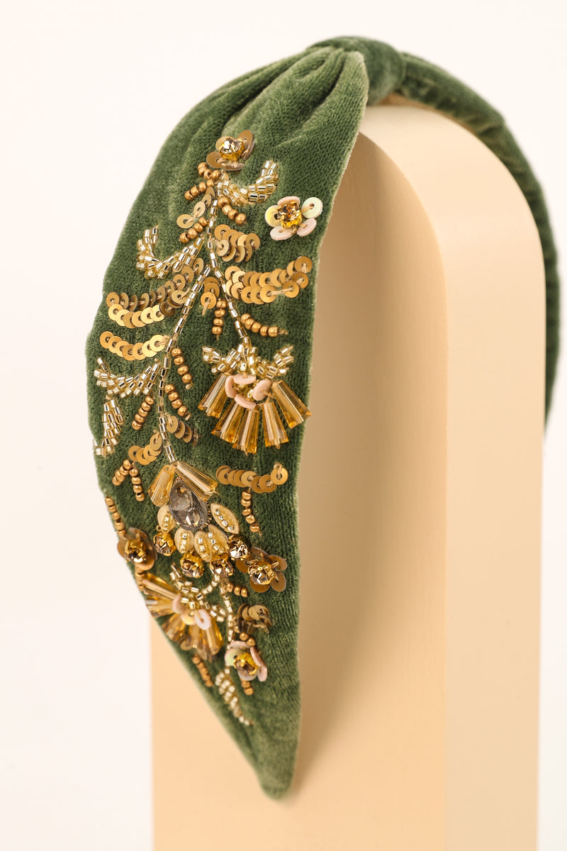Fern Embellished Velvet Headband – Franchetti Bond